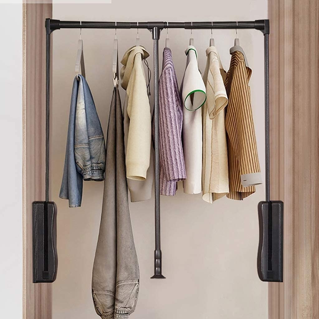 HLTJSUJ Pull-Down Clothes Hanging Rod for (54-125cm) Wardrobe Liftable ...