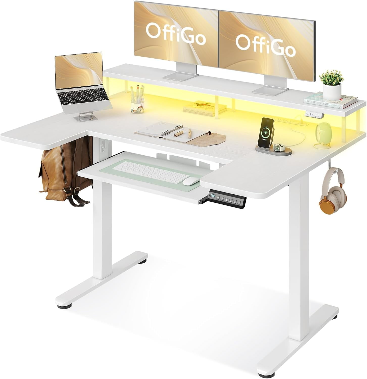 HLTJSUJ U Shaped Electric Standing with Keyboard Tray 55 Inch Height ...