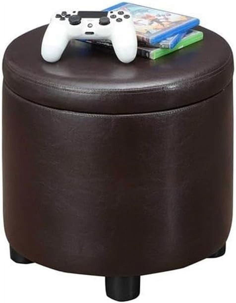 Designs4Comfort Round Accent Storage Ottoman with Reversible Tray Lid ...