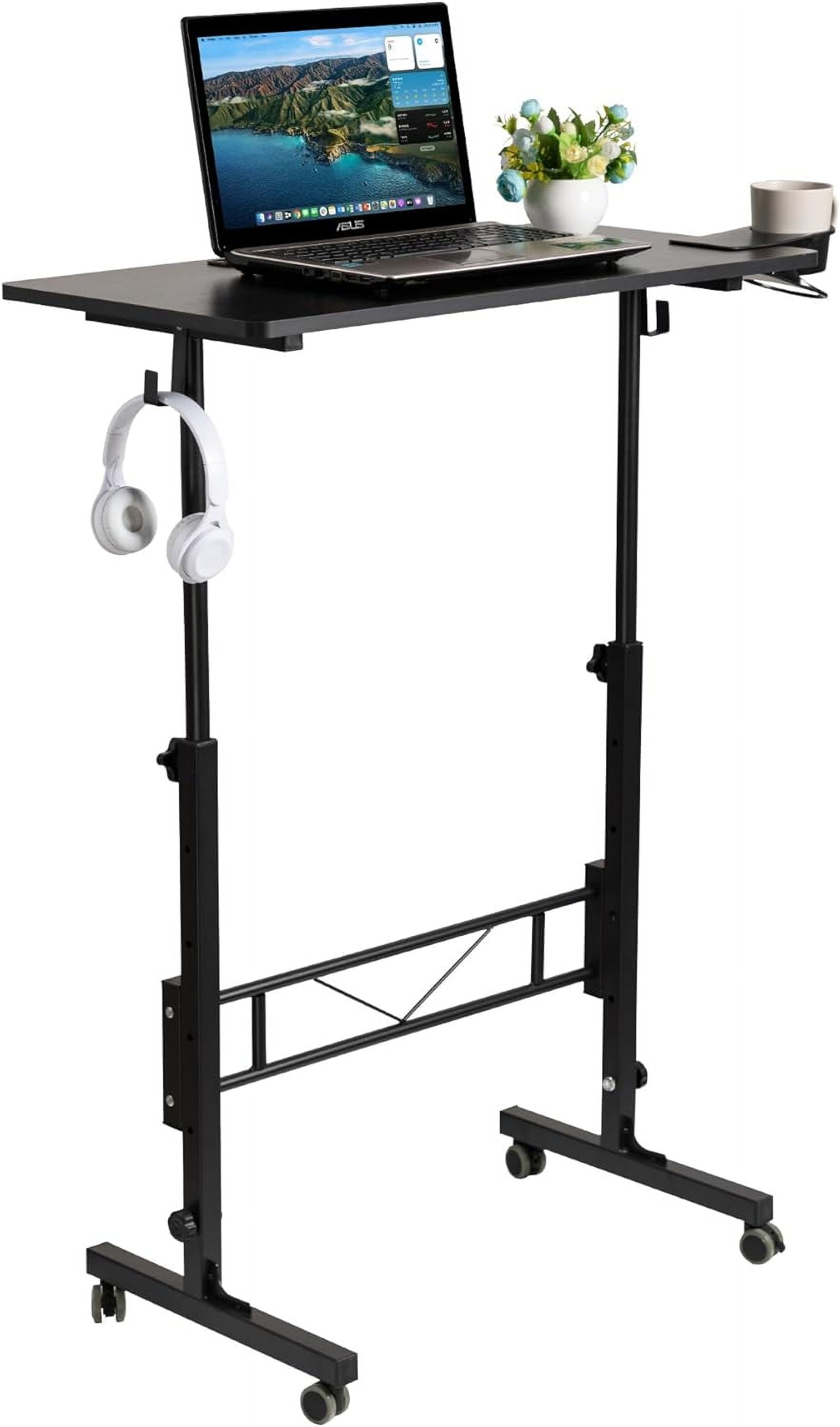 Portable Small Standing Adjustable Laptop on Wheels Rolling Computer ...