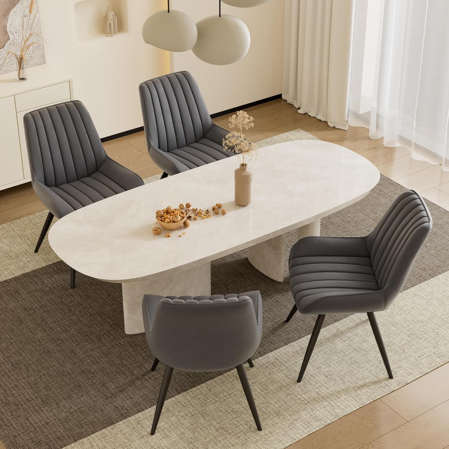 HLTJUXU Dining Chairs Set of 4 Mid Century Modern Kitchen Chairs with ...