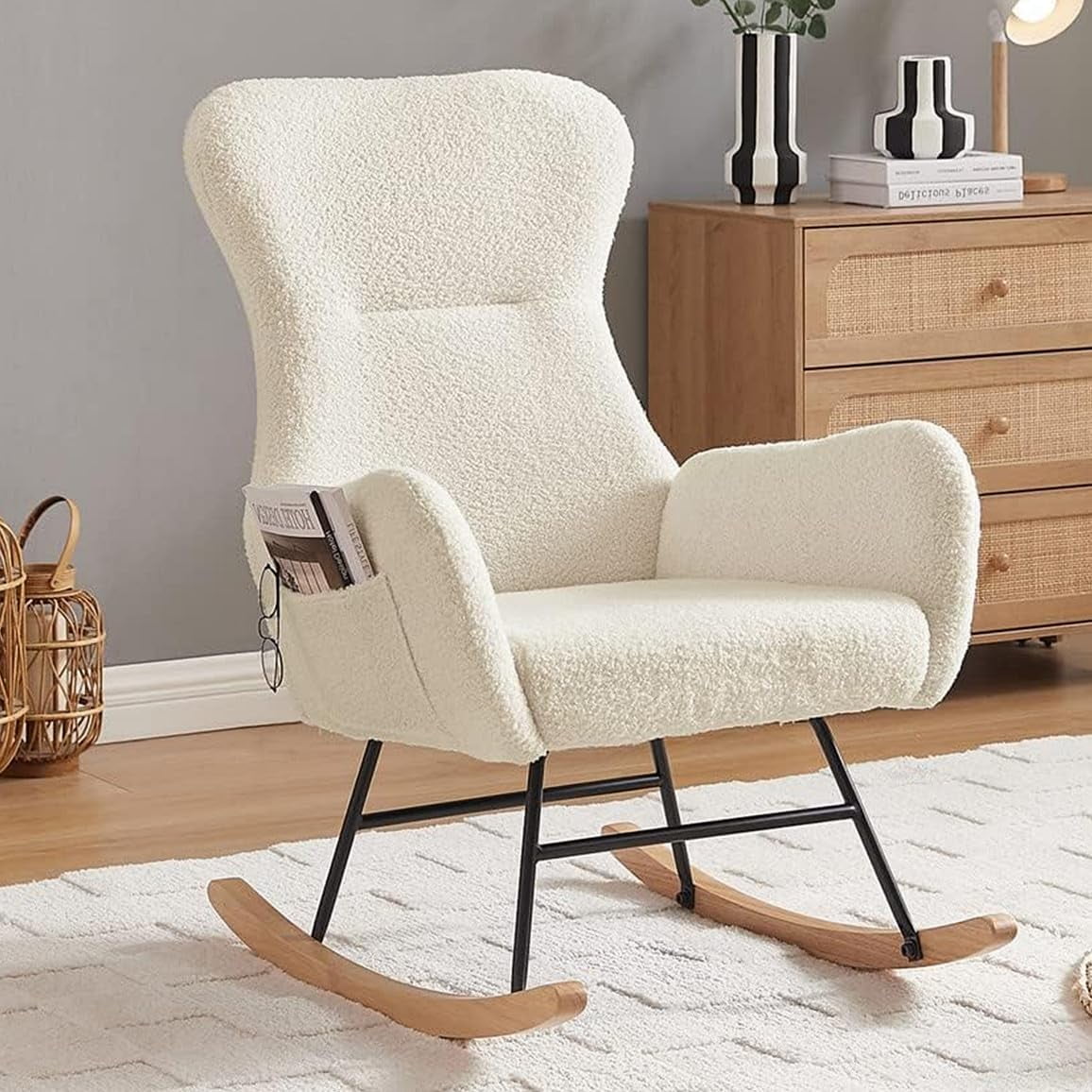 HLTJUXU Rocking Chair Nursery Modern Accent Rocking Chair Upholstered ...