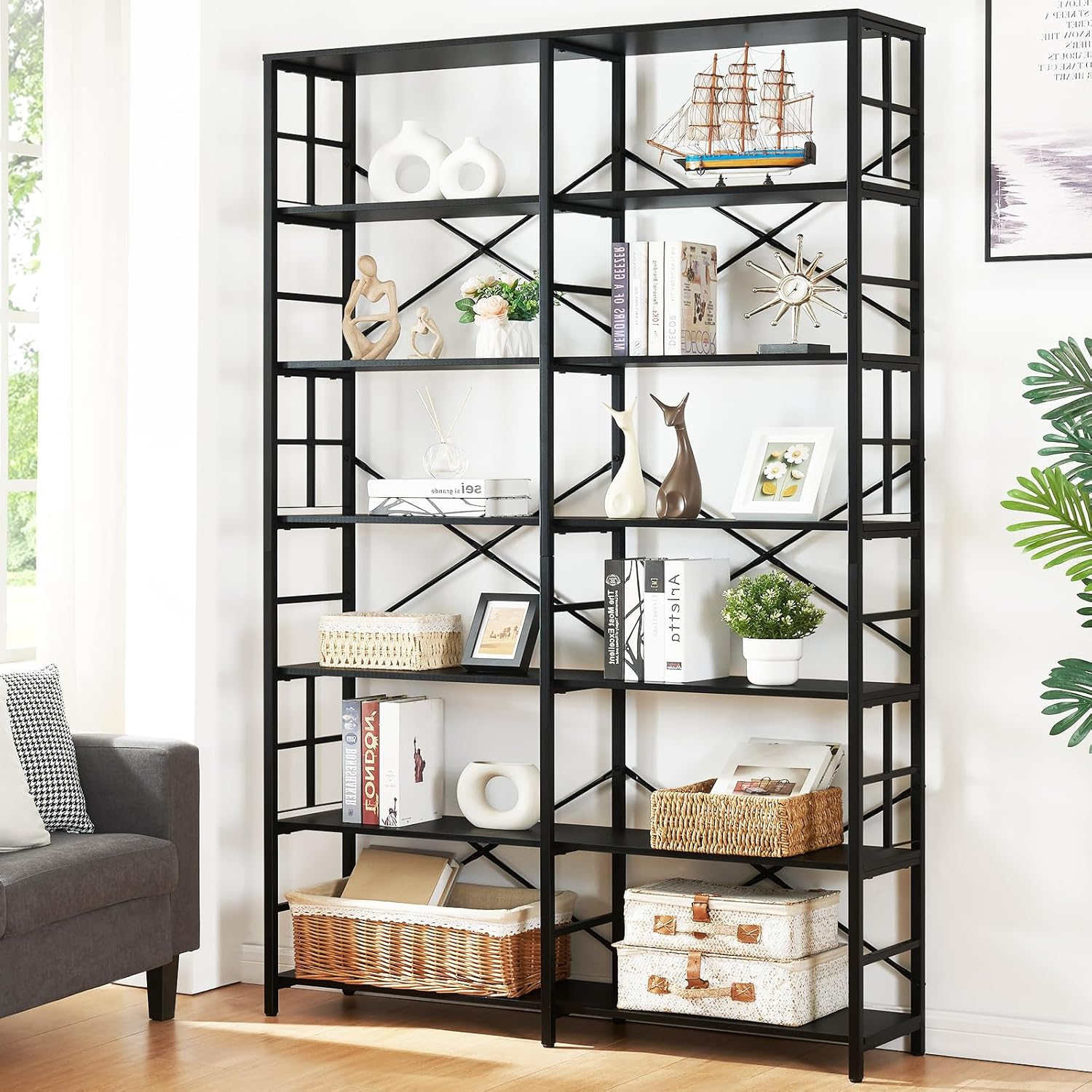 HLTPDJU Bookshelf 84" Tall Bookcase and Book Shelf Industrial Double ...