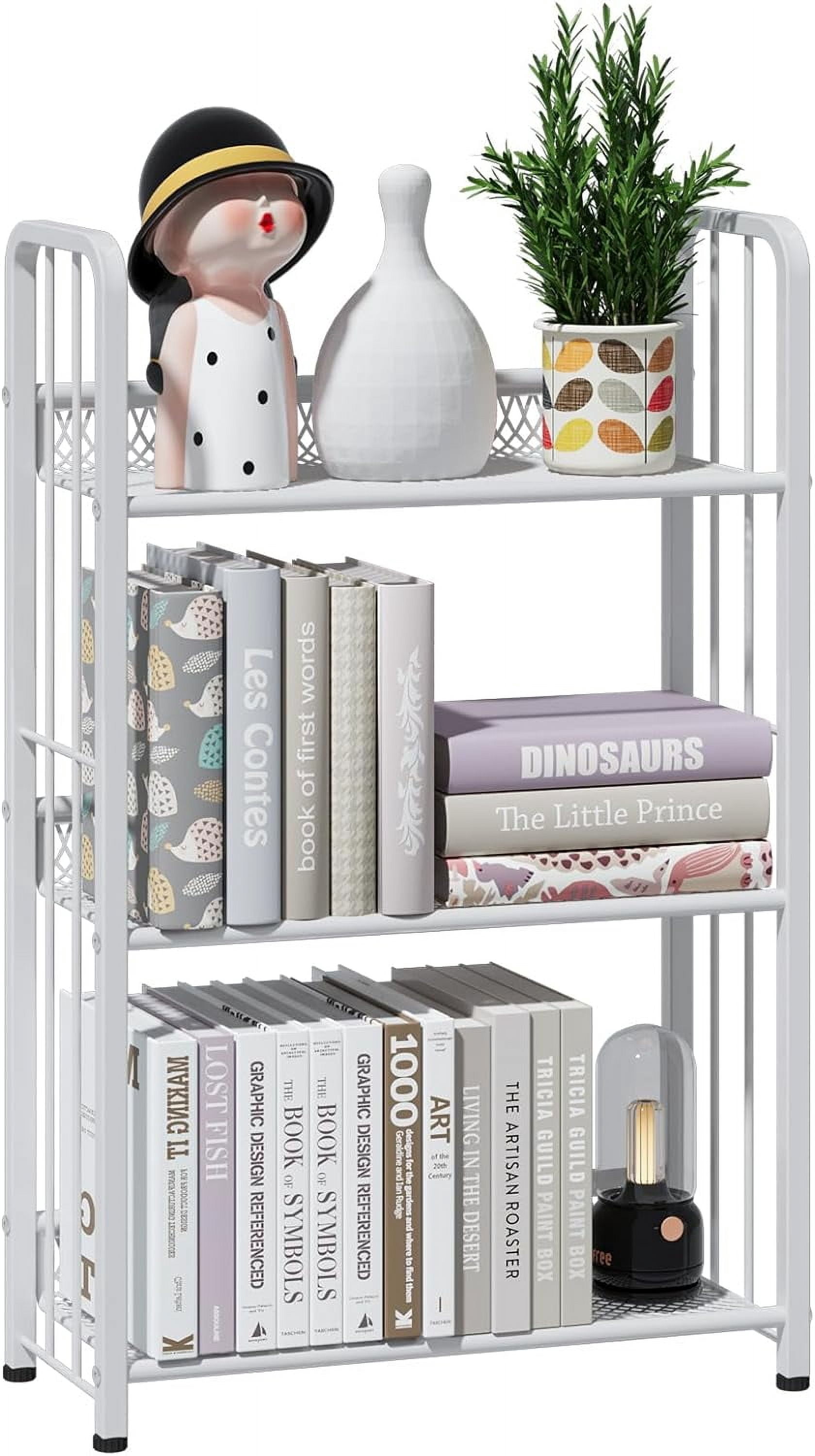 HLTUDJ 5 Tiers Tall Bookshelf Storage Shelf Multifunctional Narrow ...