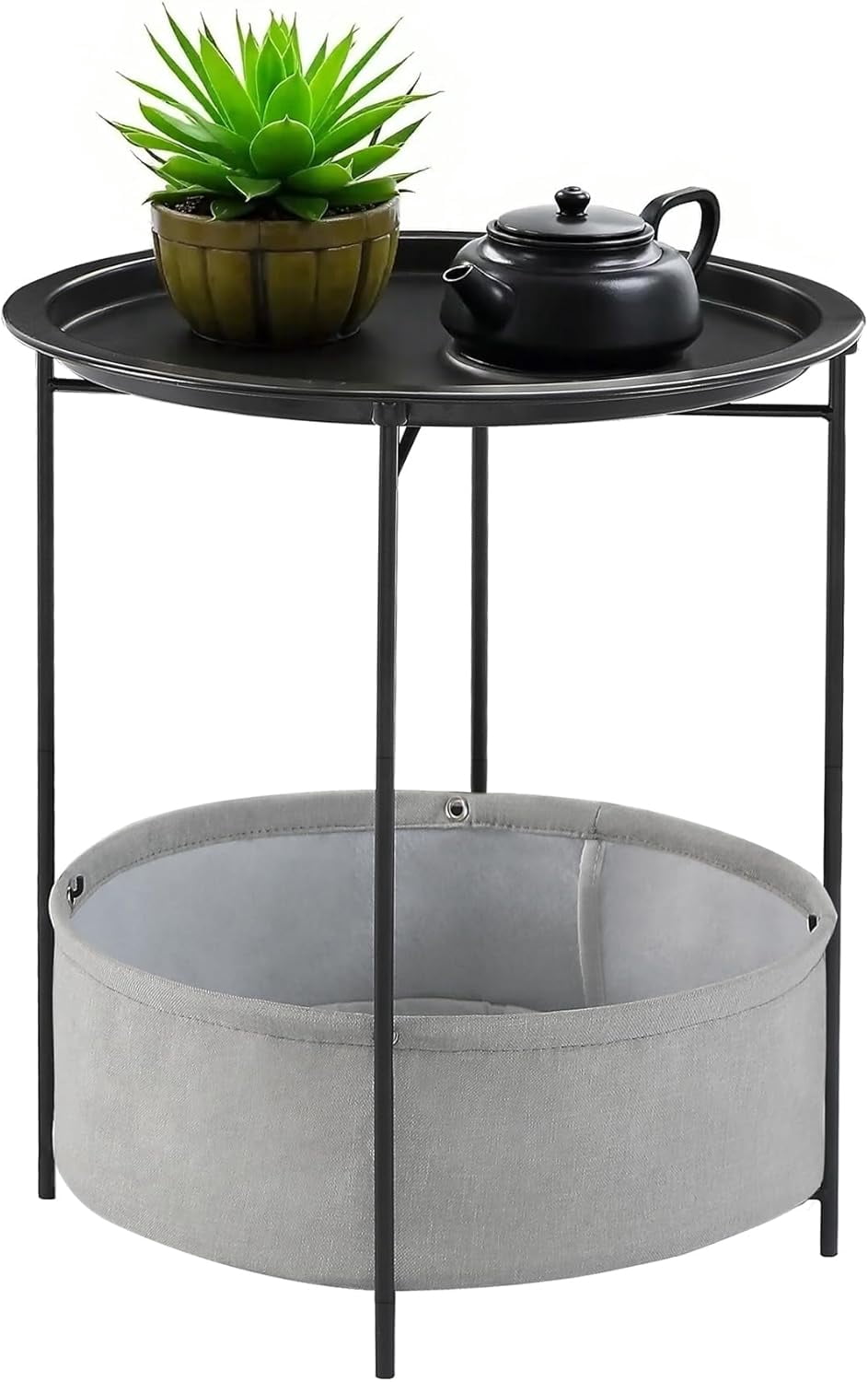 HLTUDJ Side Round Foldable Tray Metal End Coffee Sofa for Bedroom ...