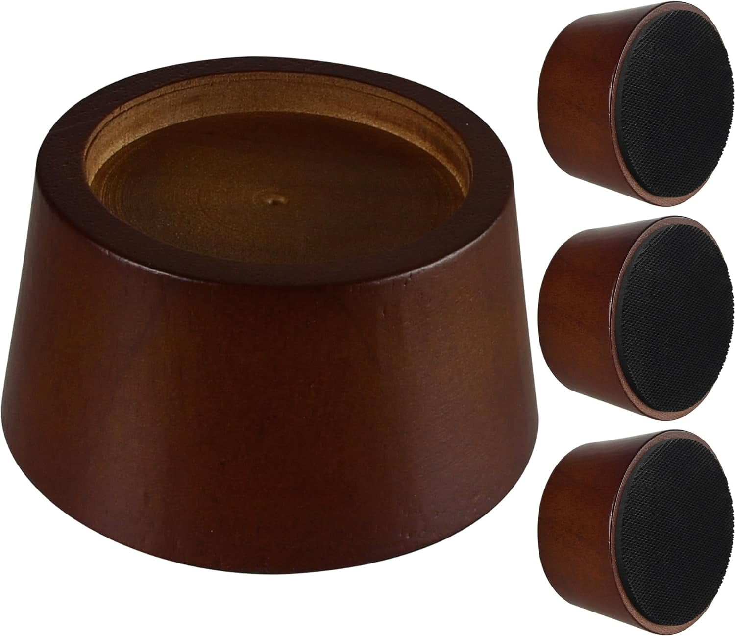 HLTUDJ Wood Bed Risers Blocks - 3 inch Bed Risers Heavy Duty Solid Wood Round Risers support ...