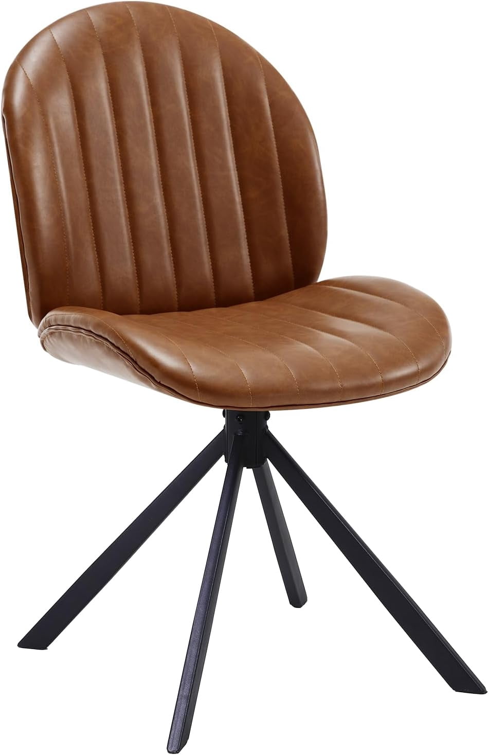 HLTUDJU 19" Faux Leather Swivel Office Chair Wheels Upholstered Armless ...