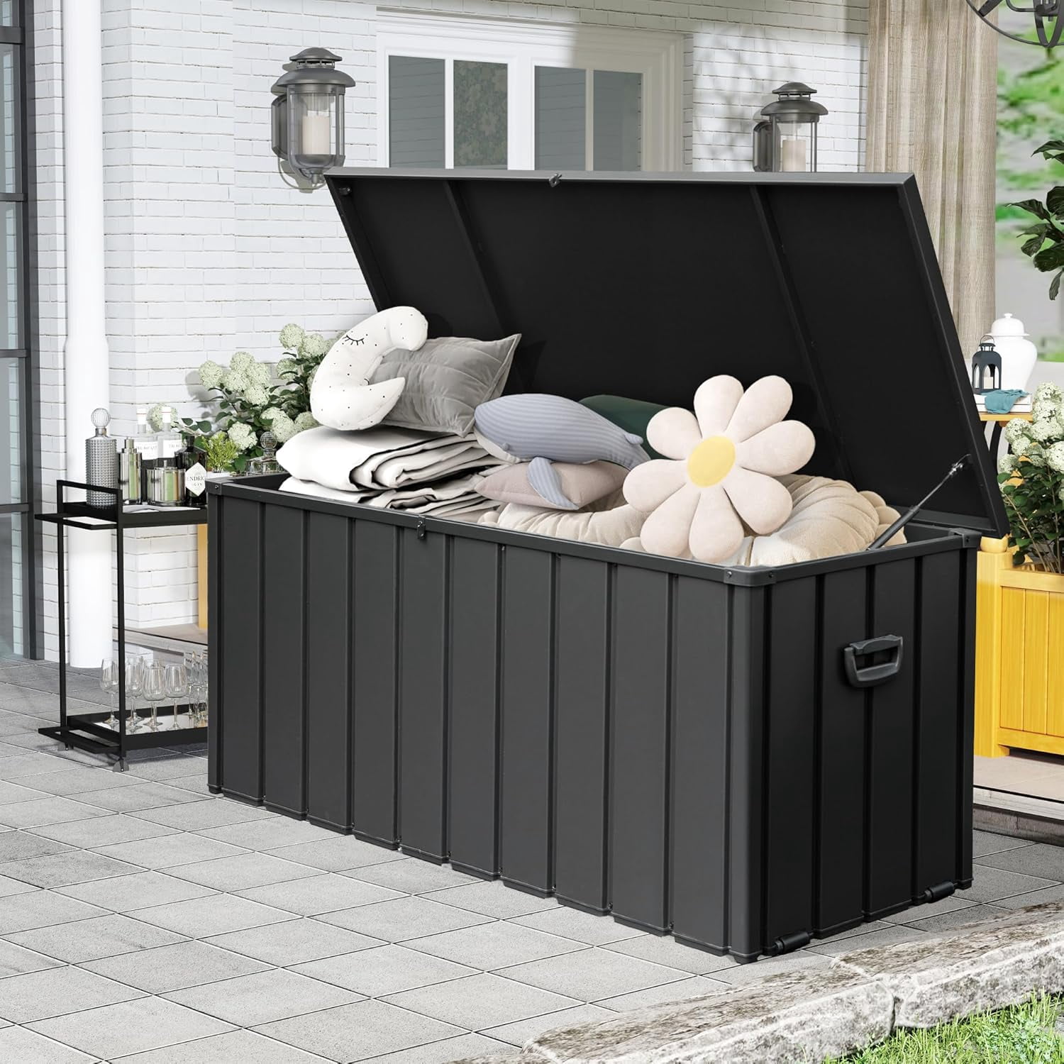 HLTUDJU 200 Gallon Metal Deck Box Waterproof Steel Outdoor Box Large ...