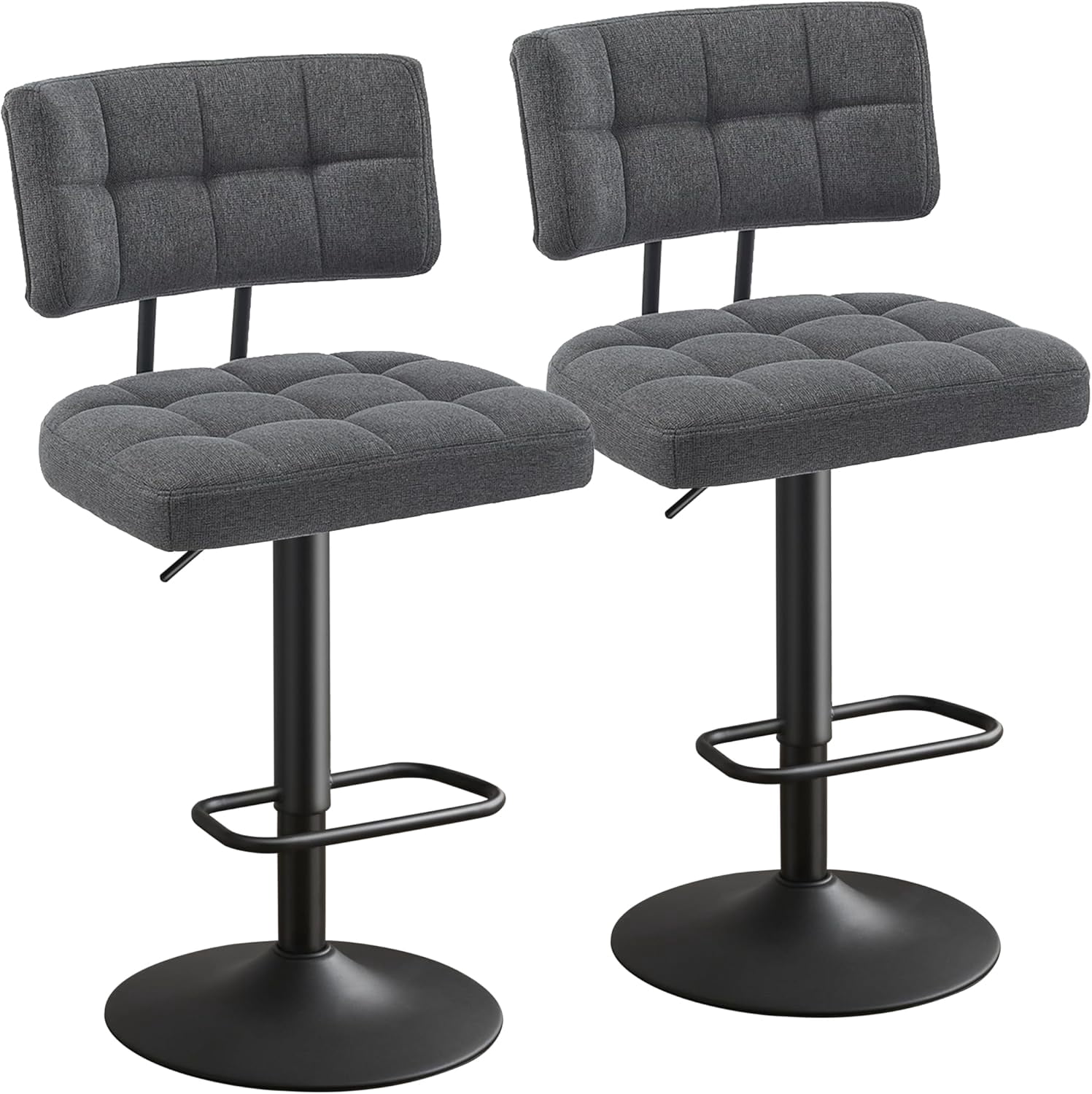 Bar Stools Height Adjustable Swivel Barstools Armless Linen Fabric ...