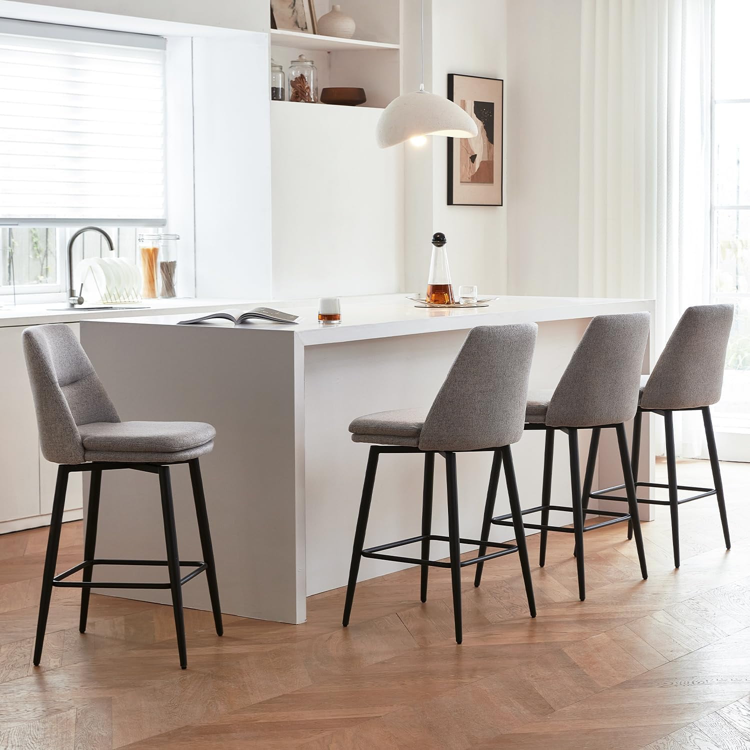 HLTUDJU Counter Height Bar Stools 27 Inch Seat Height with Back and ...