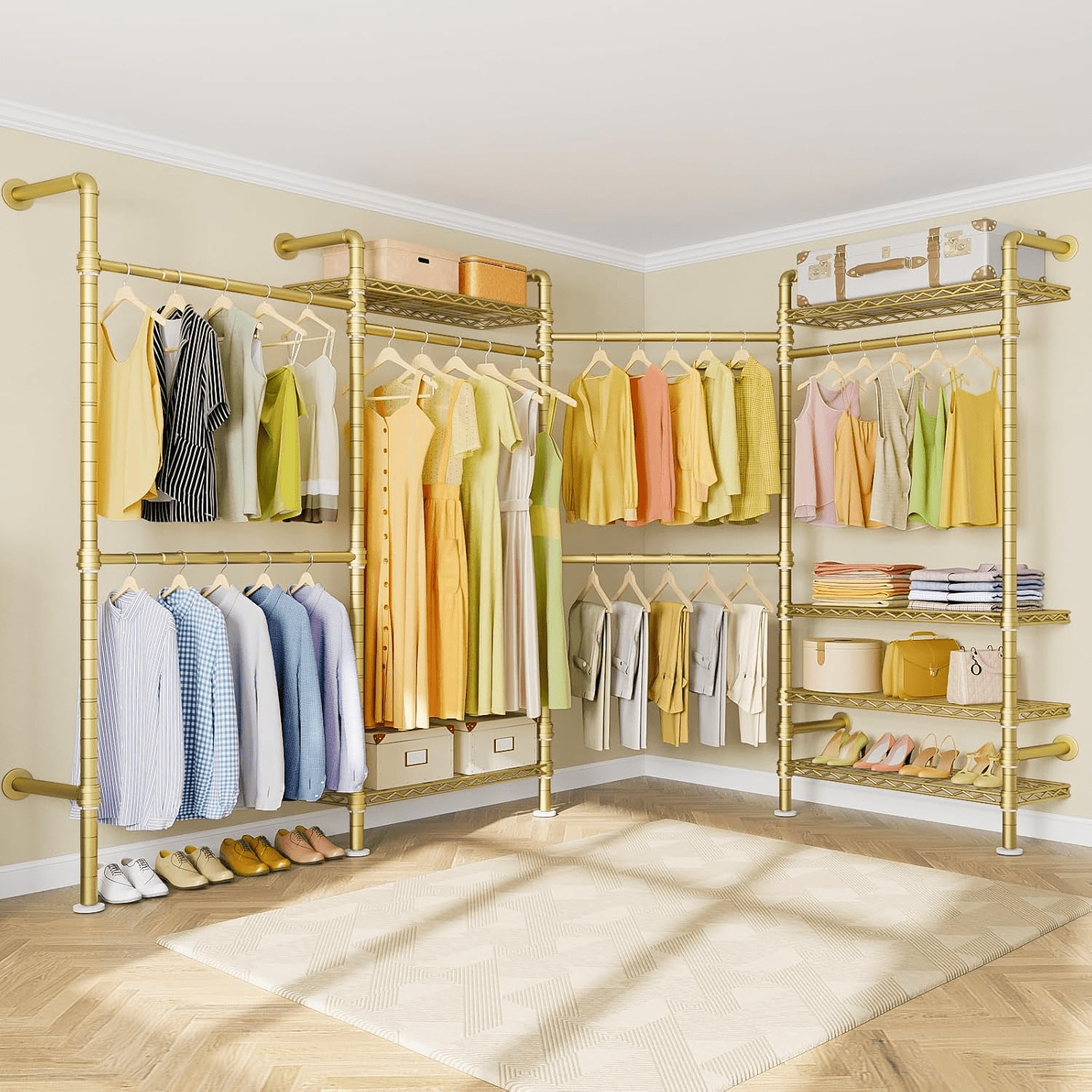 HLTUDJU L4 L Shape Garment Heavy Duty Clothes for Hanging Clothes ...