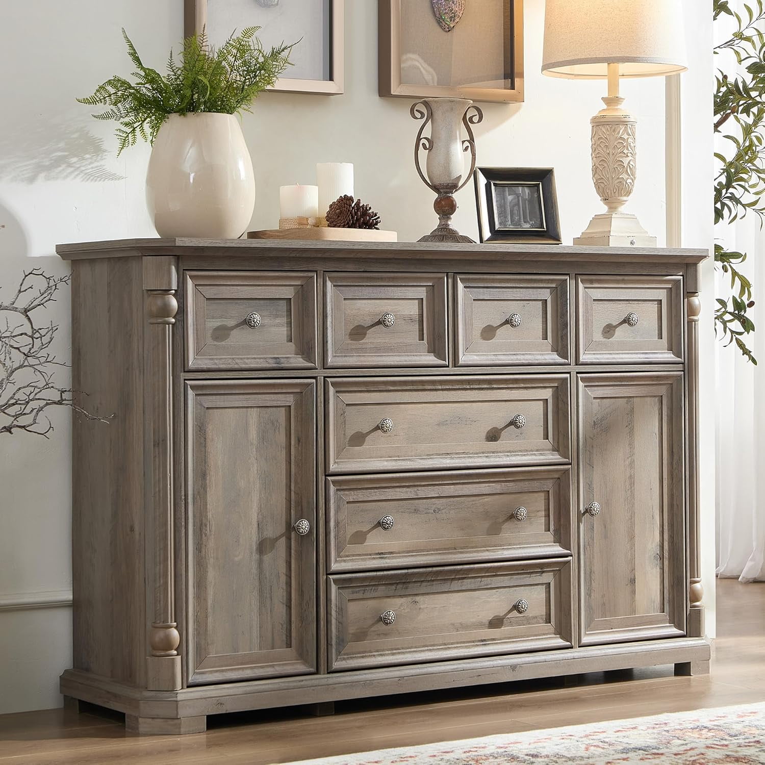 HLTUDJU Rustic Buffet Cabinet with Drawers \u2013 Handcrafted Roman ...