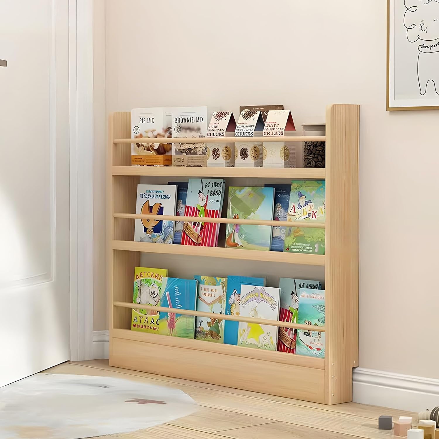 HLTUJU Behind The Door Bookshelf Wooden Behind Door Bookshelf 3/4/5/6 ...