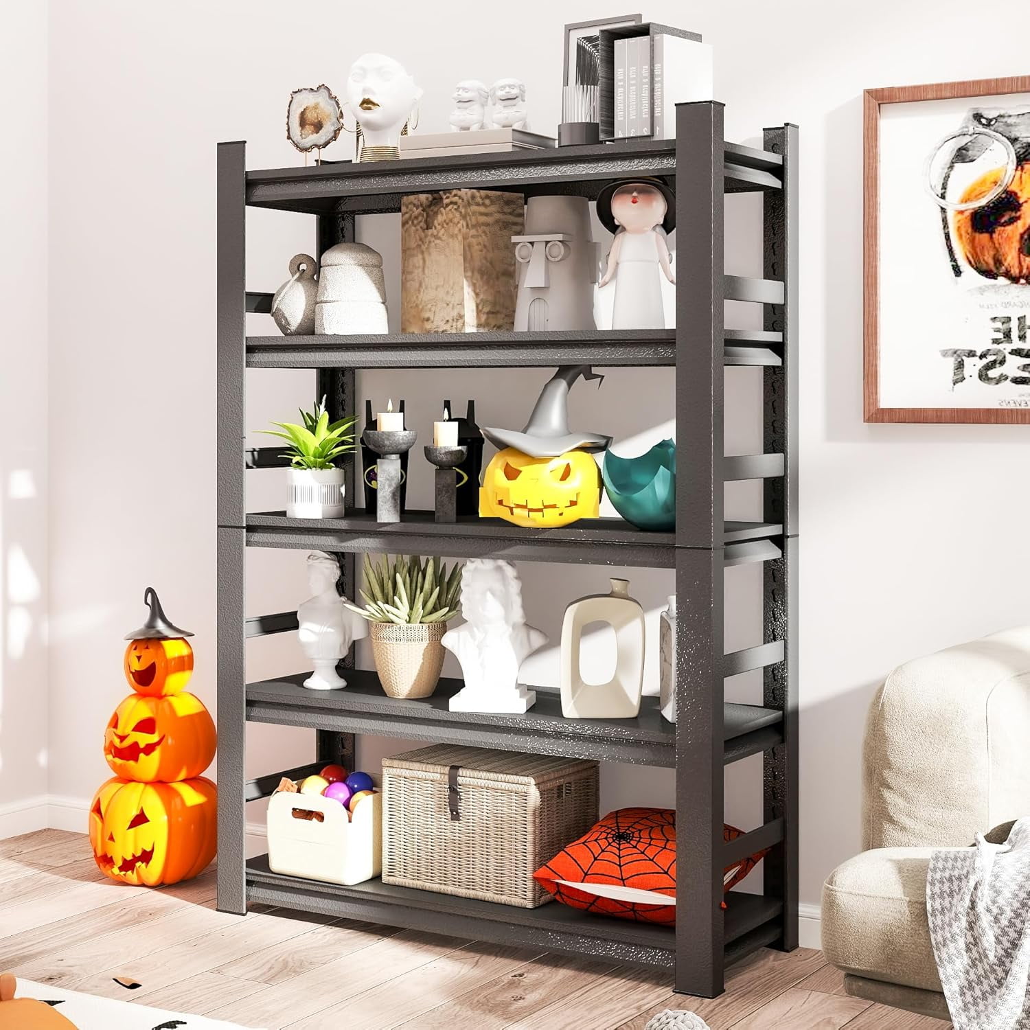 HLTYCGY 5 Tier BookShelf Heavy Duty Wood Bookshelves 72-Inch Tall Book ...