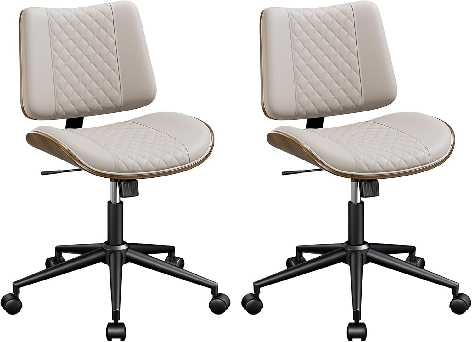 HLTYCGY Home Armless Office Chair with Wheels Modern Walnut Armless ...