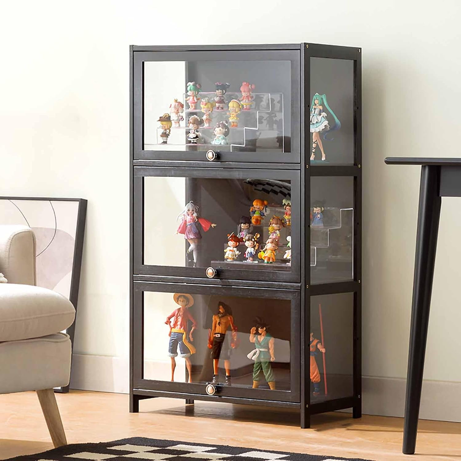 HLTYCGY Multi-Tier Curio Display Cabinet with Acrylic Glass Doors ...