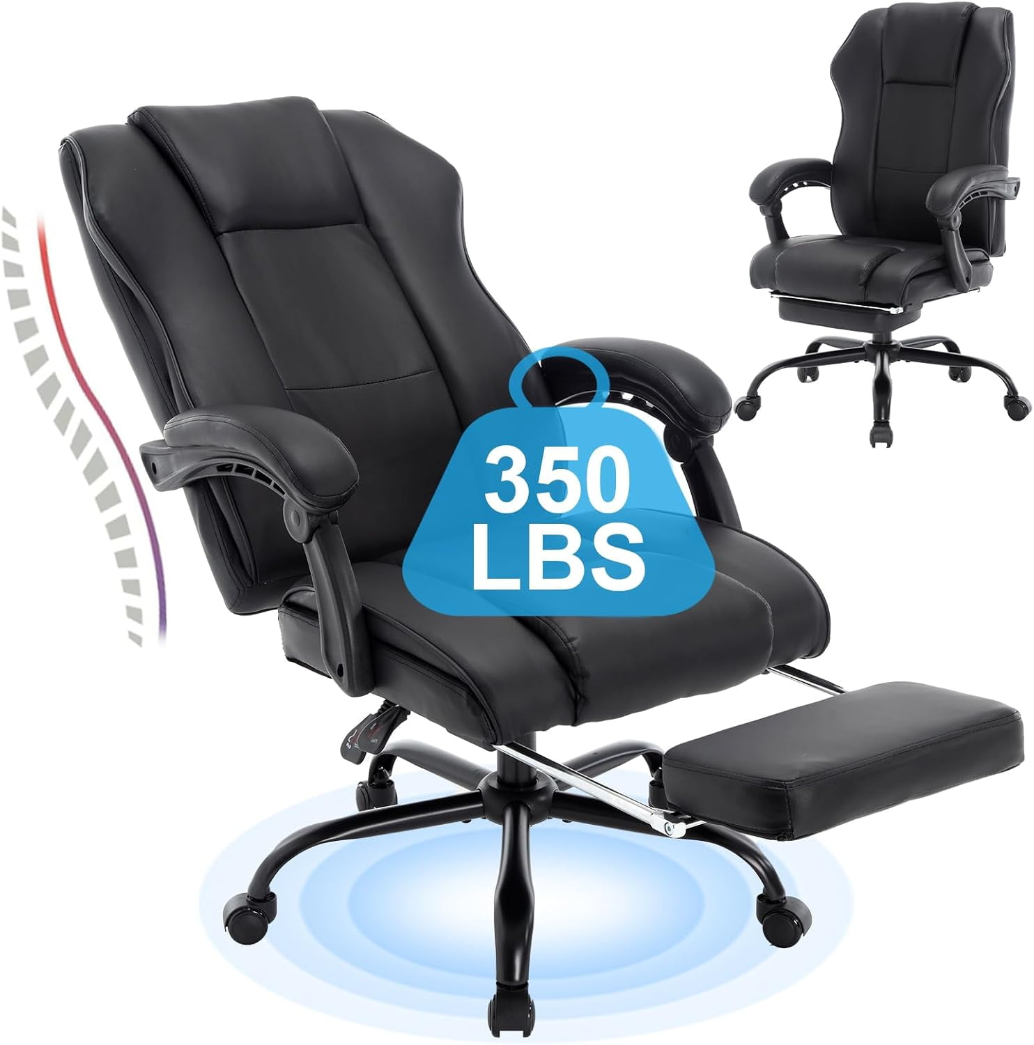 HLTYCGY Office Chair Reclining Office Chairs with Footrest PU Leather ...