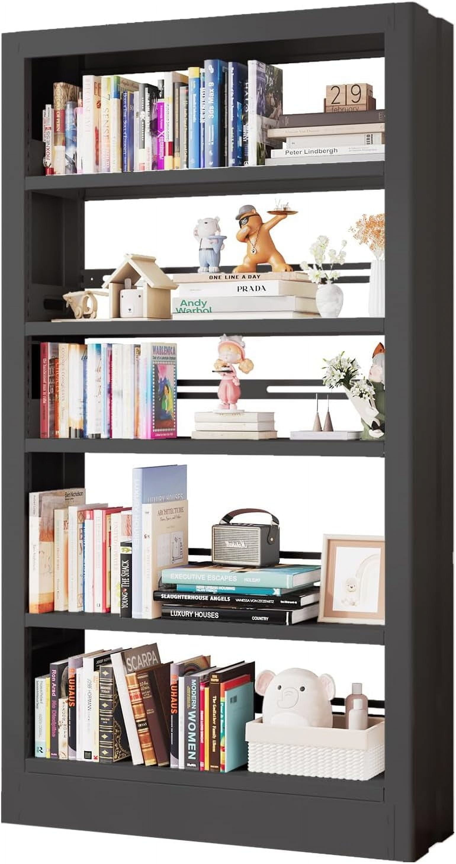 HLTYHN 71" Tall Bookshelf 5 Tier Metal Bookshelf with Adjustable ...