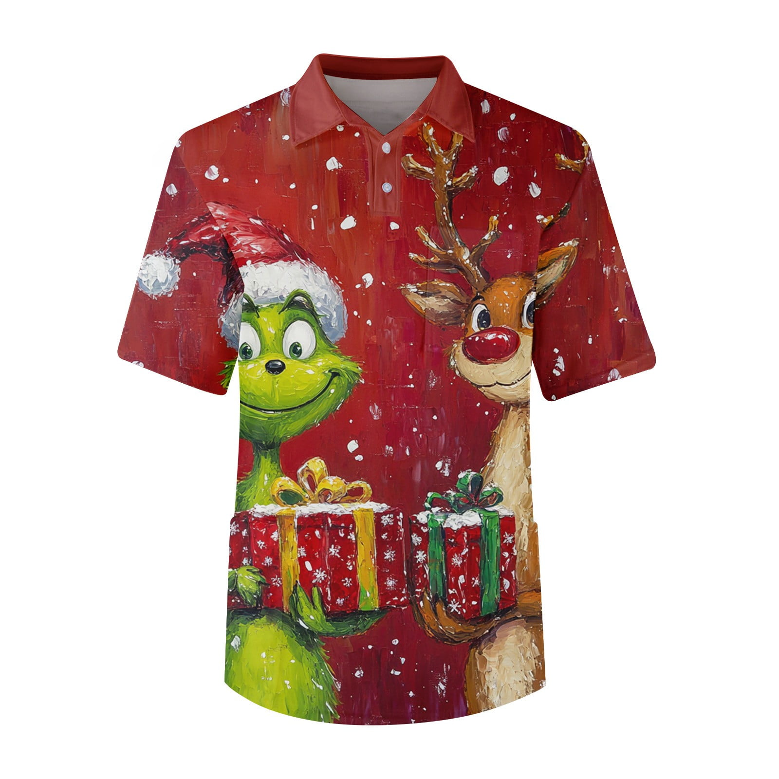 HLUFFY Festive Holiday Polo Shirt for Men Christmas Graphic Print ...
