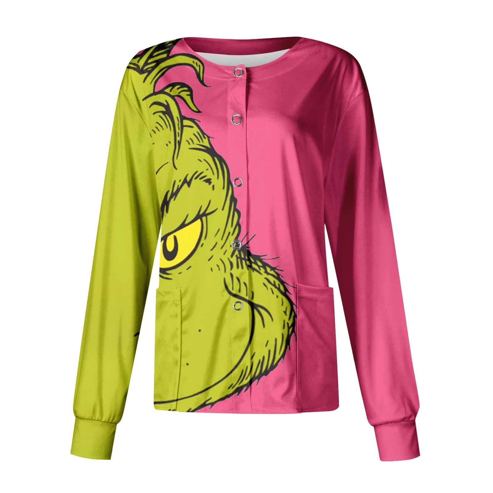 HLUFFY Women Long Sleeve Pattern Pocket Working Stand-up Collar Single ...