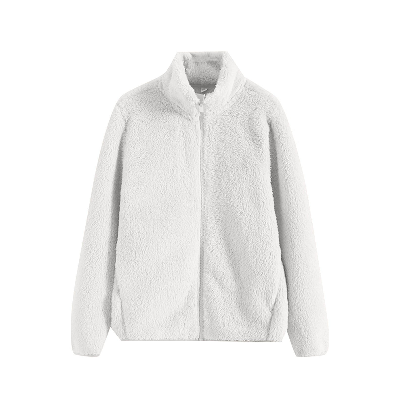 HLUFFY Women's Fleece Long Sleeved Plush Coral Fleece Zipper Warm ...