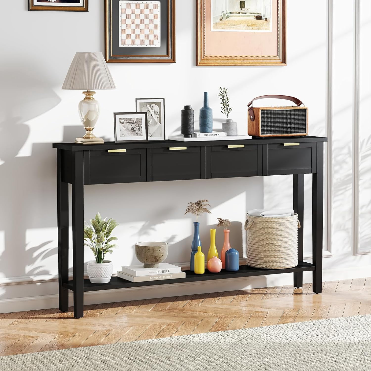 HLXZN Console Tables for Entryway, 60 Inch Sofa Table w/4 Drawers and ...
