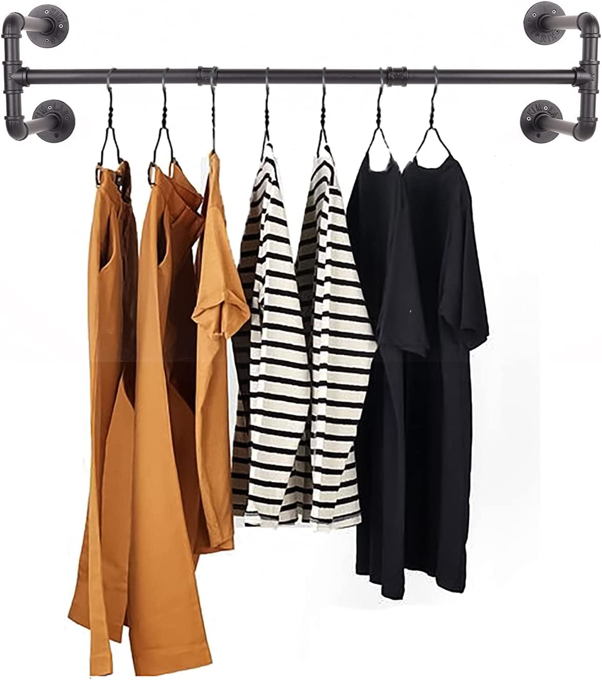 HLZBJY 48" White Wall Mounted Clothes Rack Pipe Iron Garment Bar Heavy ...