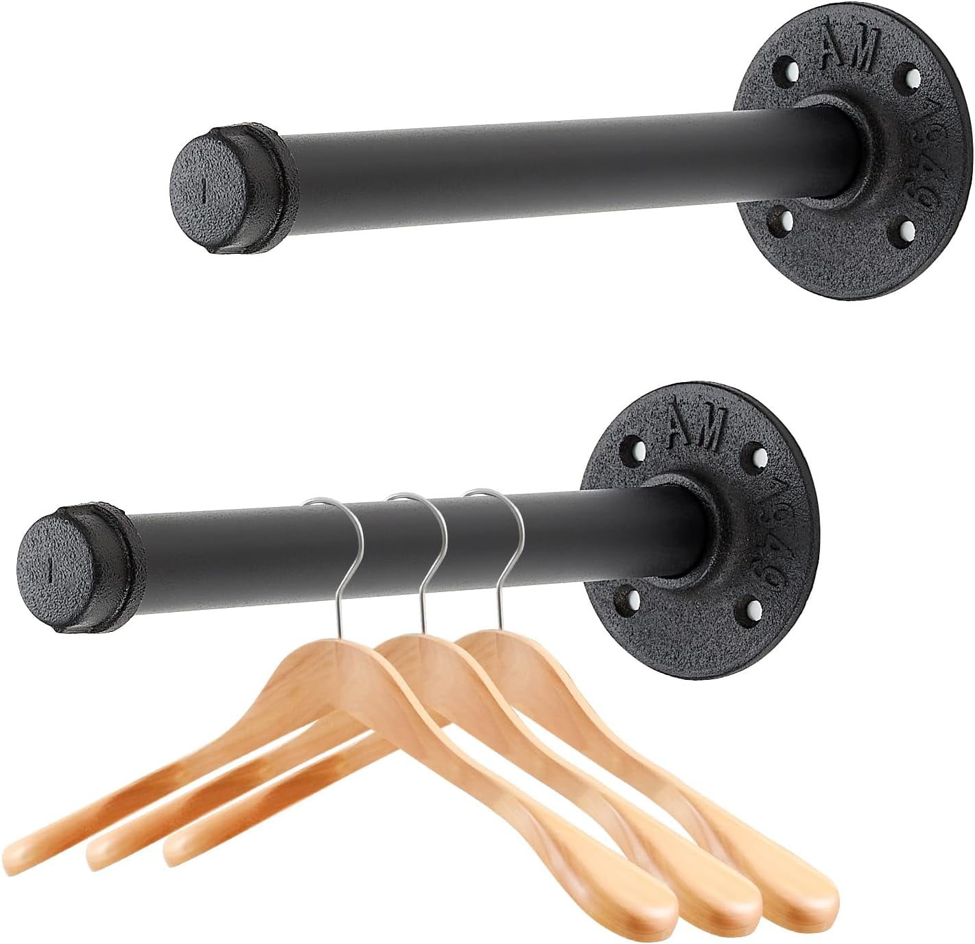 HLZBJY Expert 6 Inch Black Pipe Floating Clothing Rack Wall Mounted ...