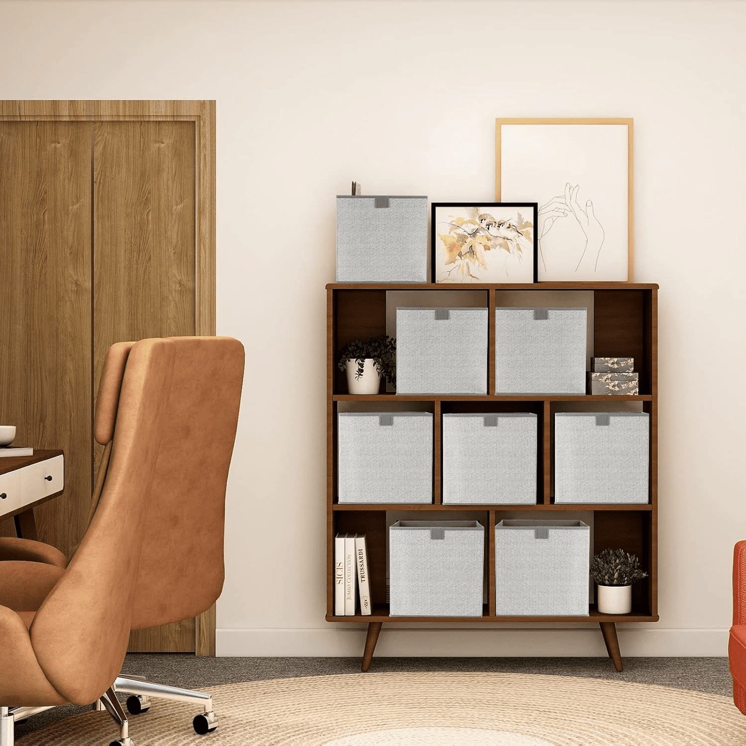 HLZZZAN Fabric Bins [3-Pack] Foldable Cube Baskets Storage Boxes for ...