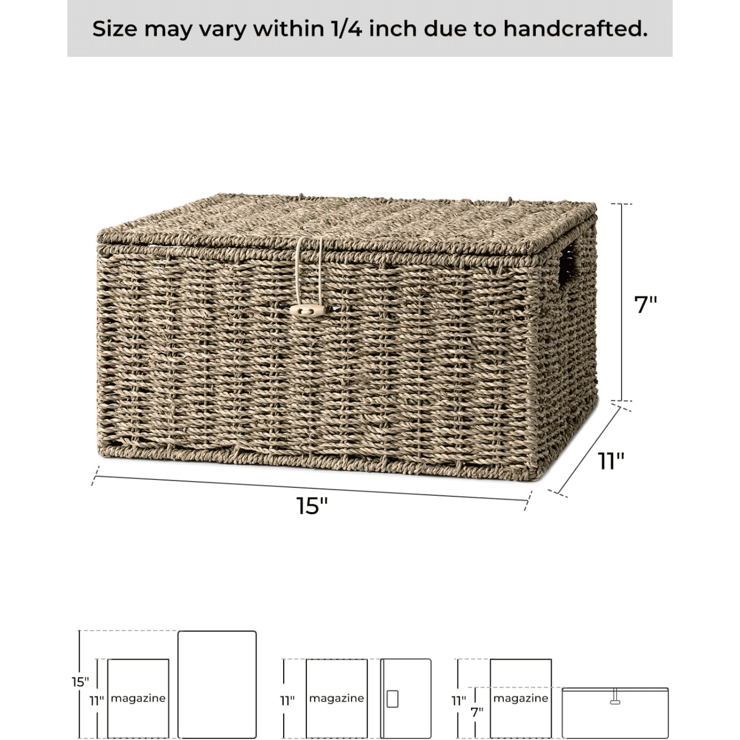 HLZZZAN Seagrass Wicker Baskets for Organizing Large Wicker Basket with ...