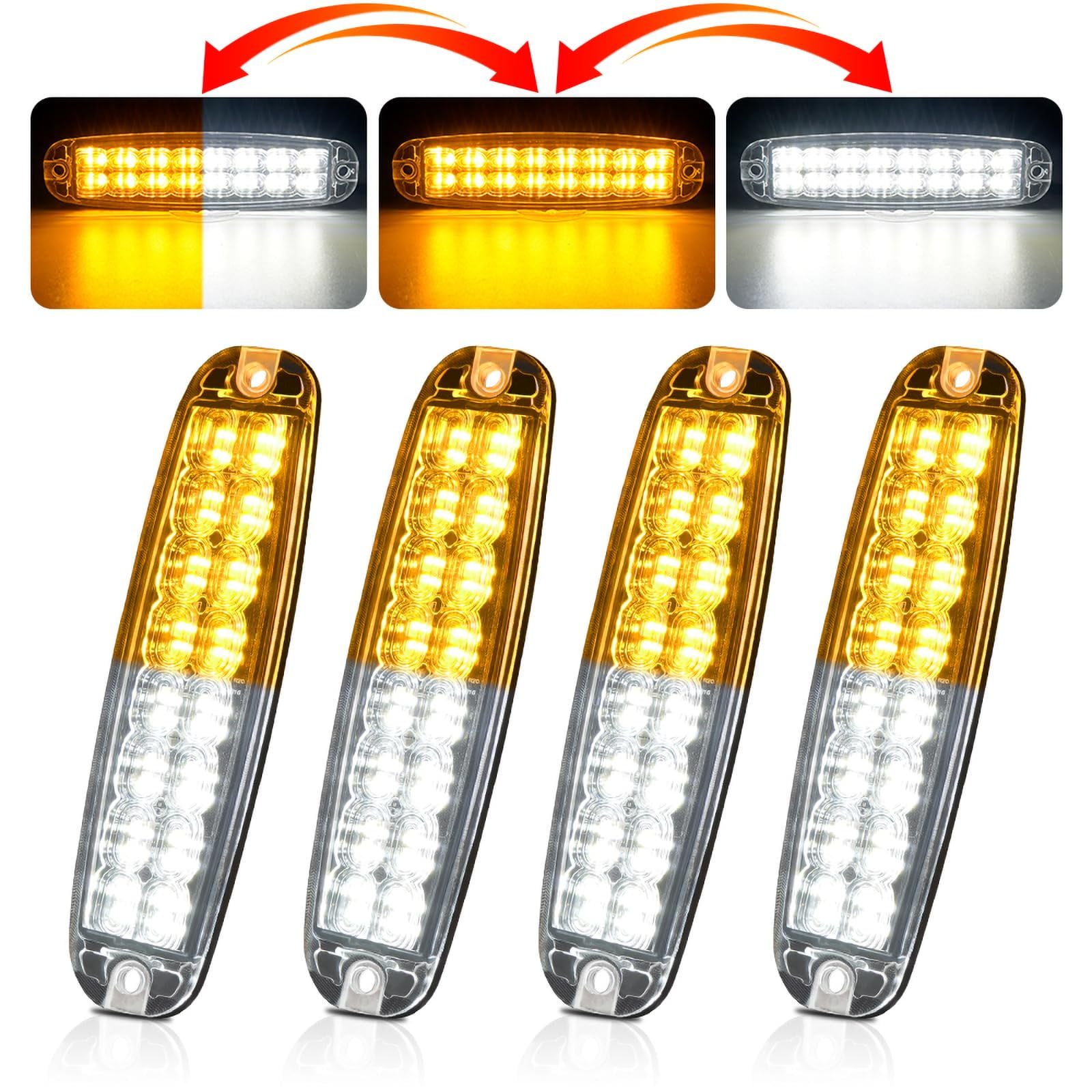 HLauto D32 Dual Color Grille Emergency Strobe Lights: 32 LED Sync Feature Safety Warning Lights ...