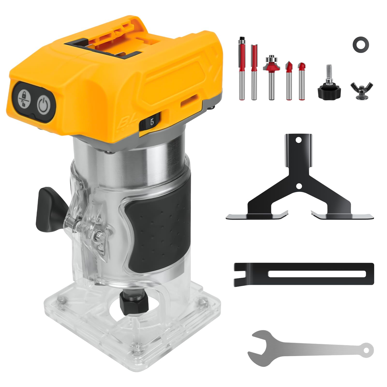 HLiePiHa Cordless Compact Router for Dewalt 20V Battery, 800W Brushless ...