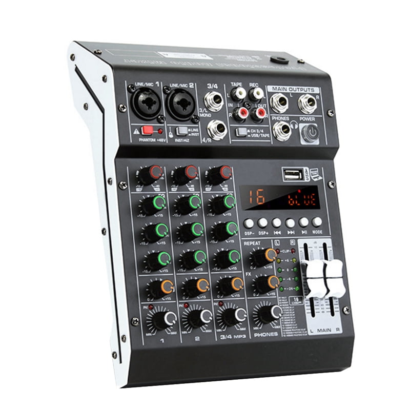 HM-4M 4 Channel Studio Audio Mixer Sound Mixing Console for PC ...
