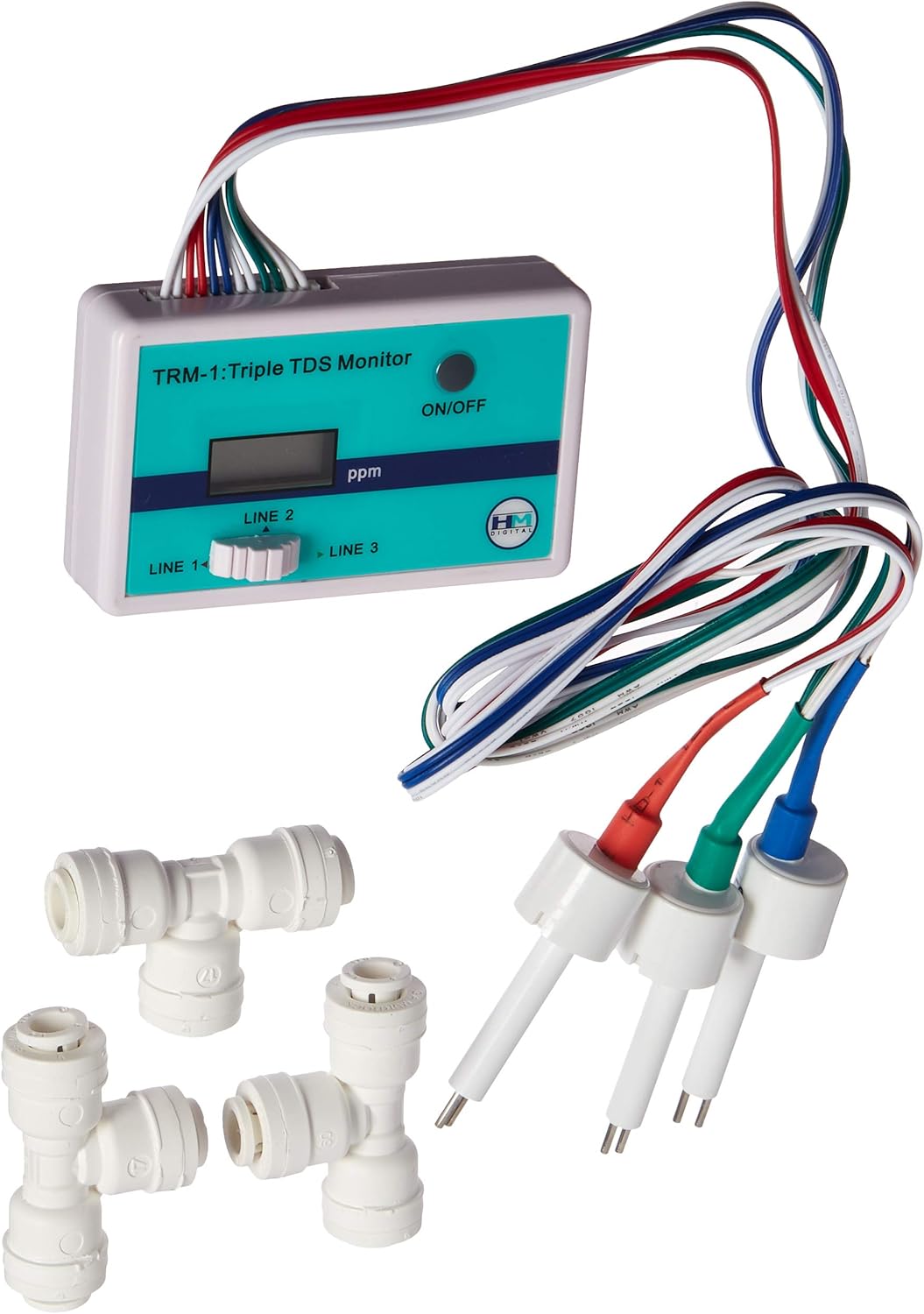 HM Digital Triple Inline RO/DI TDS Monitor with 1/4 inch T-Fittings ...