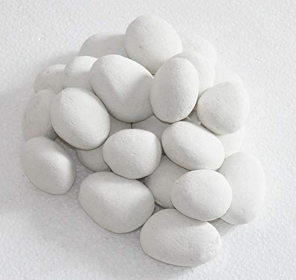 HMB 24 Pcs White Stone-Like Ceramic Pebble for Gas Fireplace Stove Gas ...