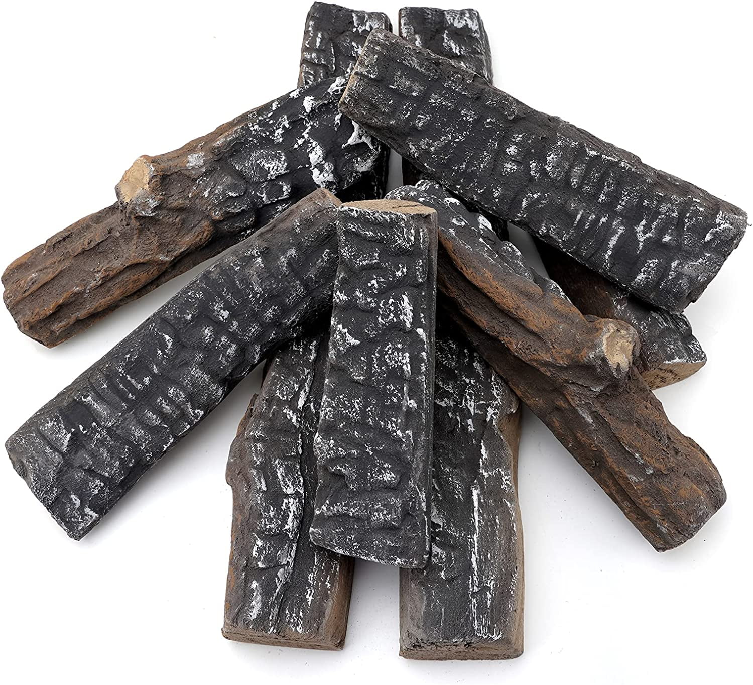 HMB 8 Small Pieces Decorative Ceramic Fireplace Logs for Gas Ethanol ...