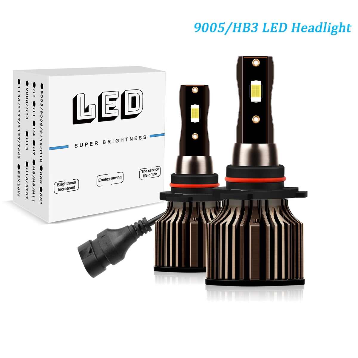 HMCYCI 2024 Upgraded 9005/HB3 LED Headlight Bulbs - 60W 6000 Lumens ...