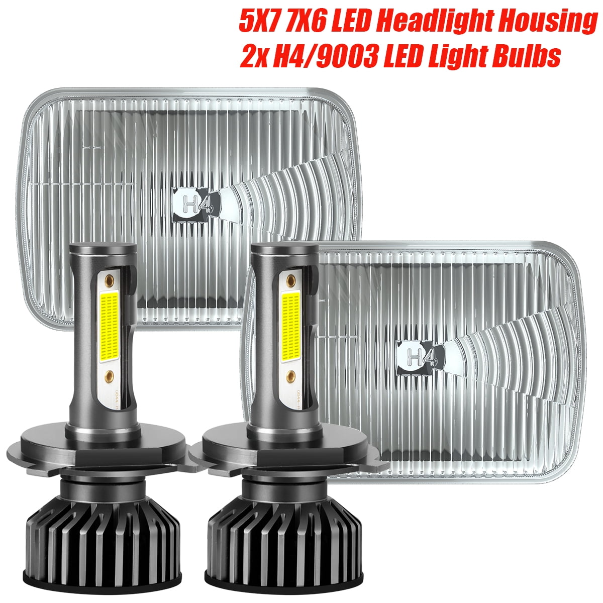 HMCYCI 2X Brightest 5X7" 7x6 inch Rectangle LED Headlights HI-LO Fit ...