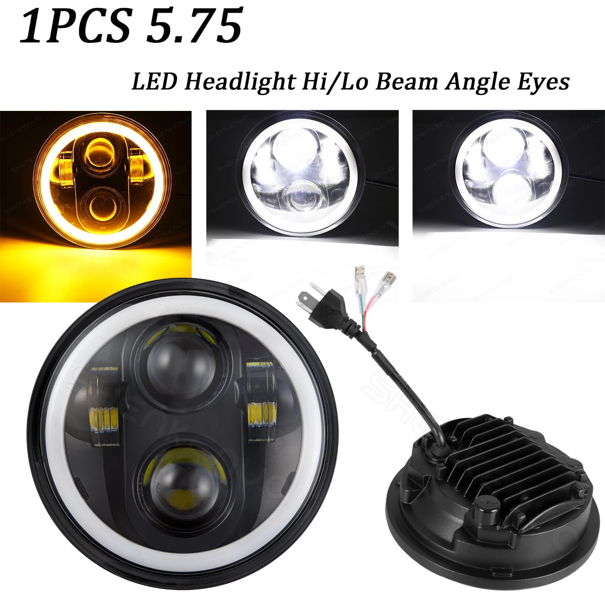 HMCYCI 5-3/4" 5.75 inch Motorcycle LED Headlight with High Low Beam ...