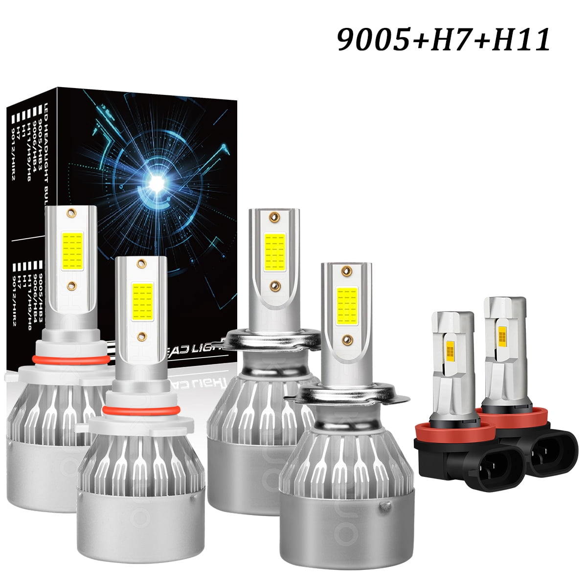 HMCYCI 6x 9005 H7 Headlights + H11/H8/H9 Fog Light LED Bulbs 6000K For Kia Cadenza 2017 Super ...