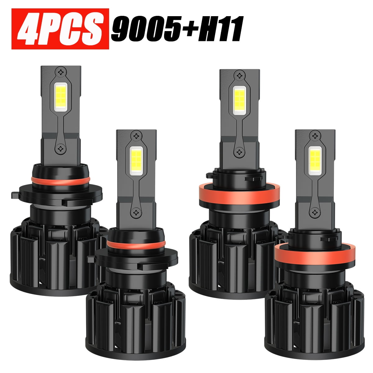 HMCYCI 9005+H11 Combo LED Headlight Bulbs Conversion Kit High Low Beam ...