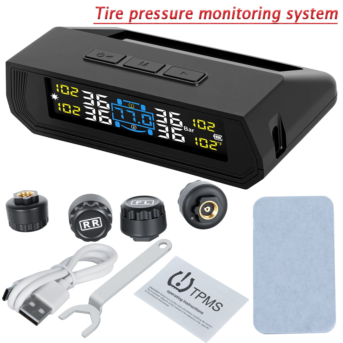 HMCYCI External Tire Pressure Monitoring System (TPMS): Solar-Charged ...
