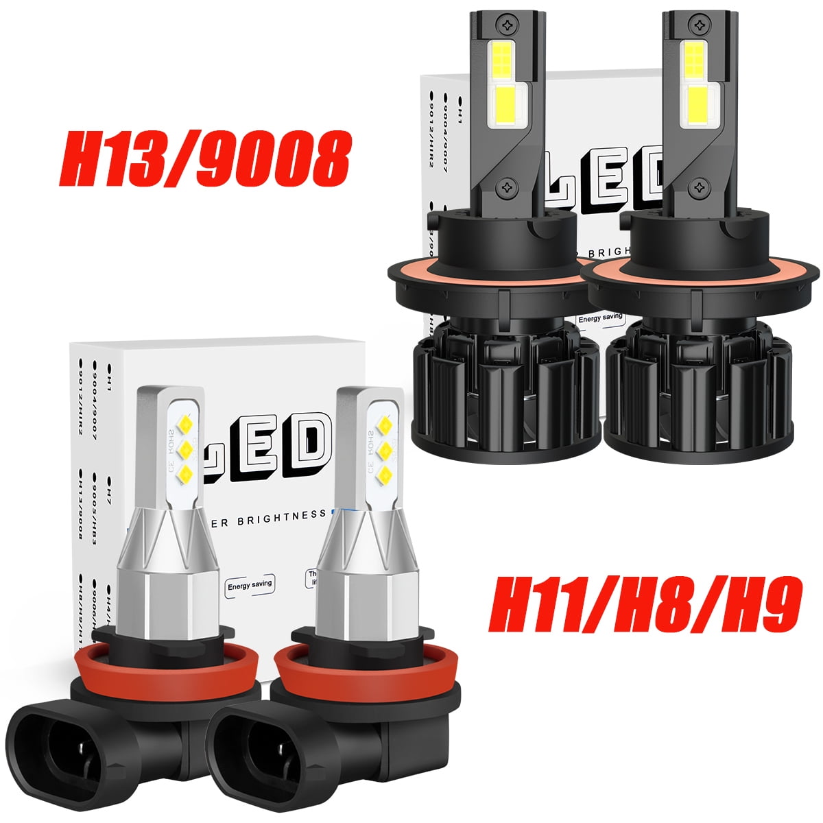 HMCYCI For 2008-2011 Ford Focus 2.0L 2.5L LED Headlight Bulbs 9008/H13 ...