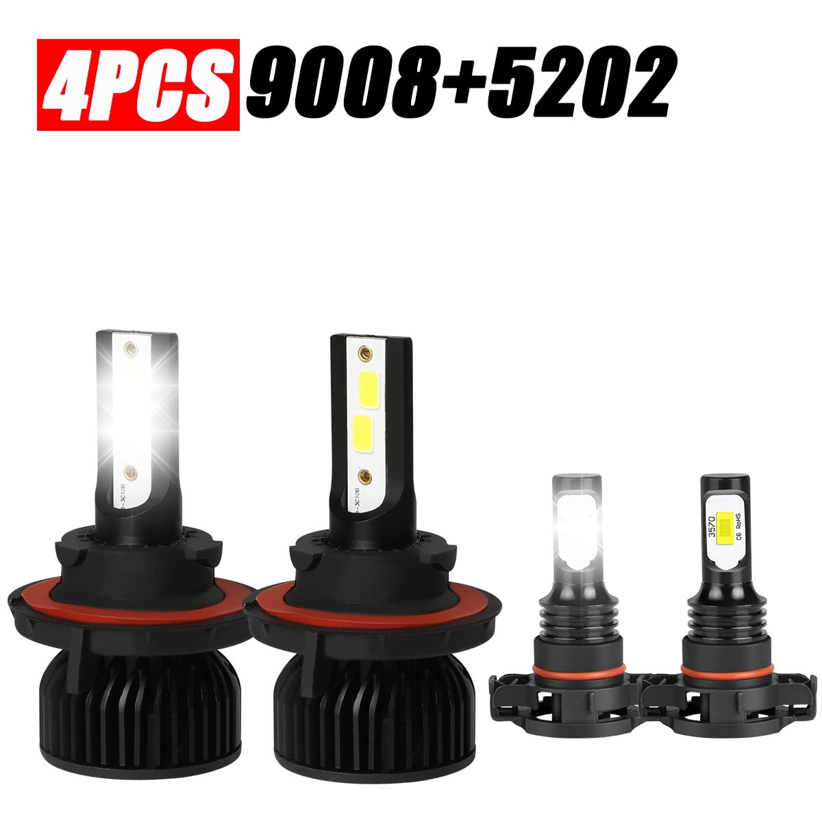 HMCYCI For 2008-2012 Ford Escape LED Headlight Bulbs 2-side 9008/H13 ...