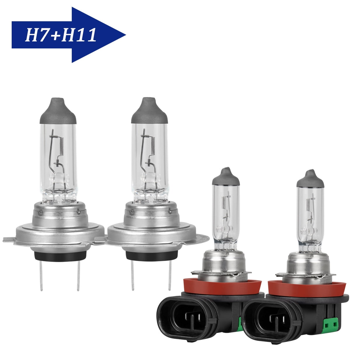 HMCYCI For Ford Fusion 2006-2018 H7+H11 Halogen Headlights Combo High Low Beam Kits 4Pcs ...