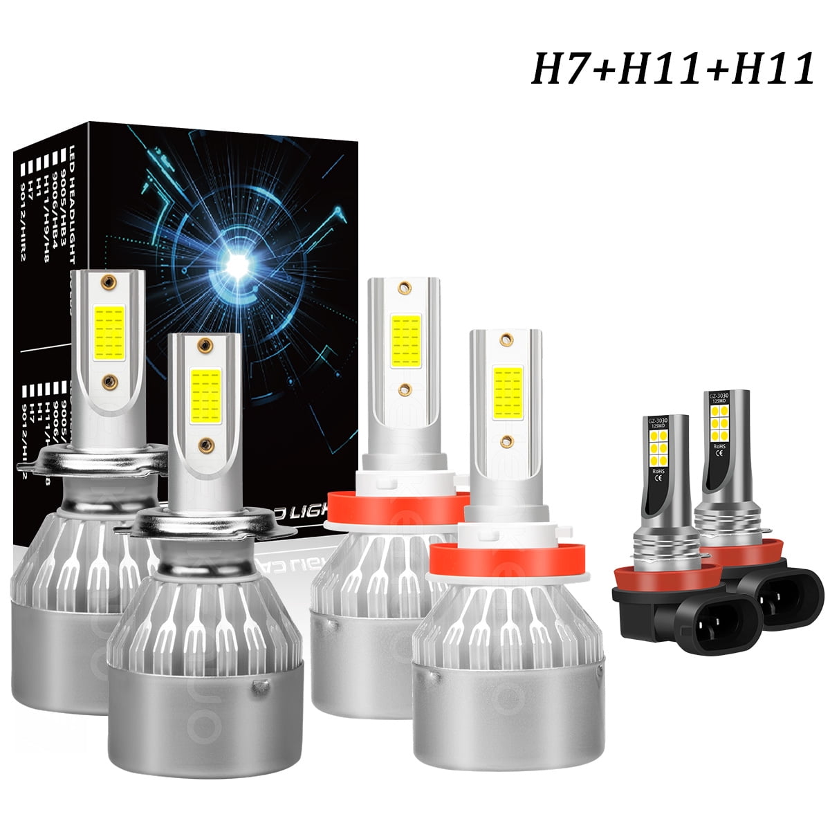 HMCYCI For Hyundai Santa Fe 2013-2016 CSP H7+H11+H11 LED Headlight Bulbs + Fog Lights - Walmart.com
