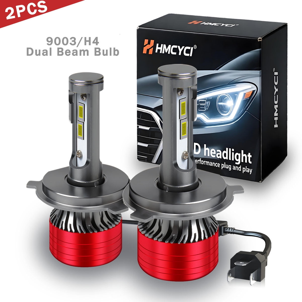 HMCYCI For Hyundai Tucson 2010-2013 9003 LED Headlight H4 High Low Beam ...