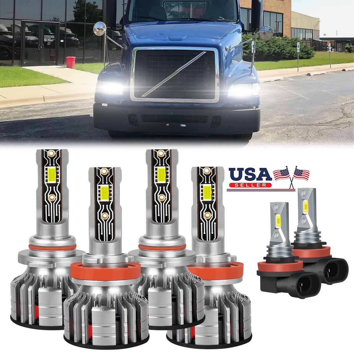 HMCYCI For Volvo VNL VNM 2004-2015 Headlights,9005 High Beam+H11 Low ...