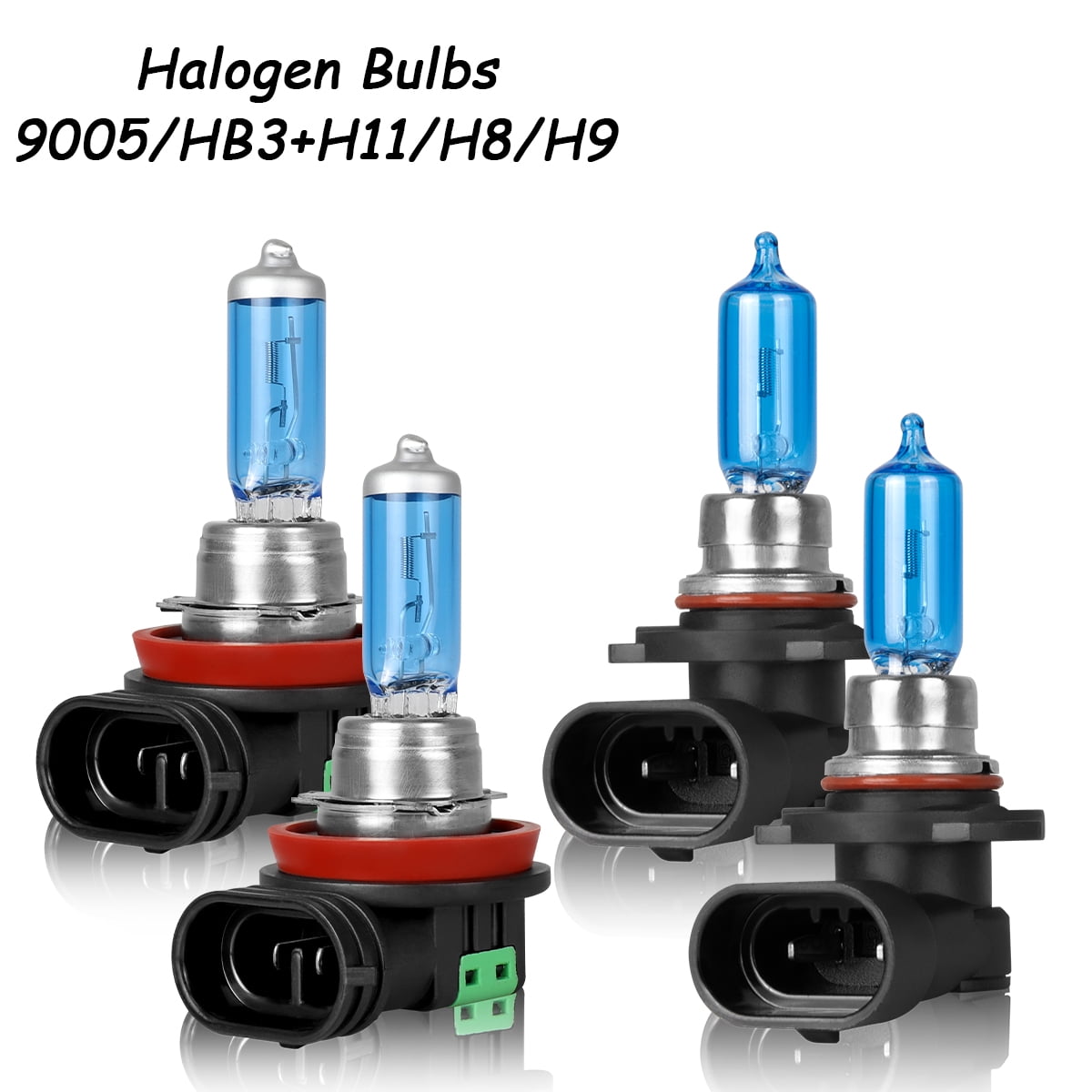 HMCYCI H11 9005 Halogen Headlight Bulbs Set, 1:1 Size H11/H9/H8 9005 ...