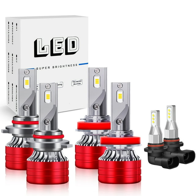 HMCYCI H11 9005 LED Bulbs Combo Bundle H10 Fog Light Bulbs, 8000LM Super Bright 6500K Cool White ...